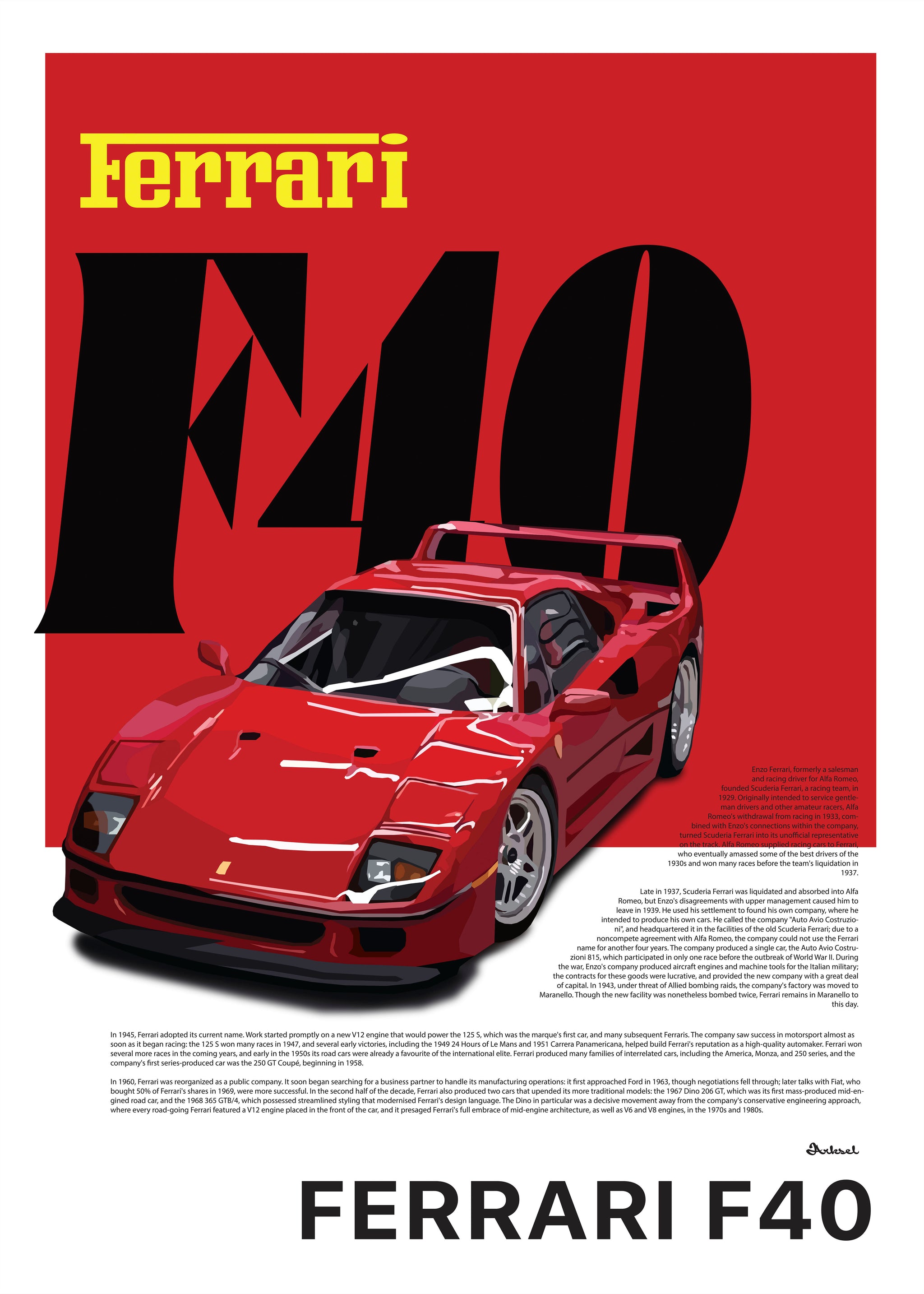 Ferrari F40 Poster - 50x70 - Merchsweden